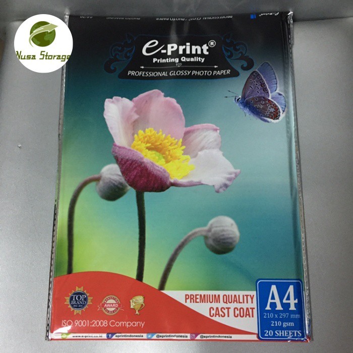 Jual Professional Glossy Photo Paper e-Print 210gsm A4 20Sheets Back ...