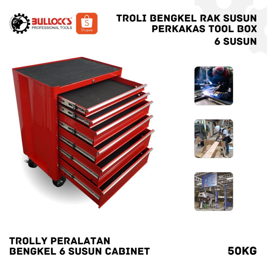 Jual Troli Bengkel Rak Susun Perkakas Tool Box Storage Trolly Bengkel 5 6 Susun Cabinet ...