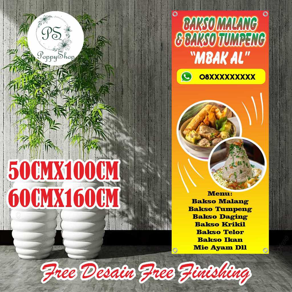 Jual Spanduk Banner 60X160 Bakso Malang Bisa Custom Desain | Shopee ...