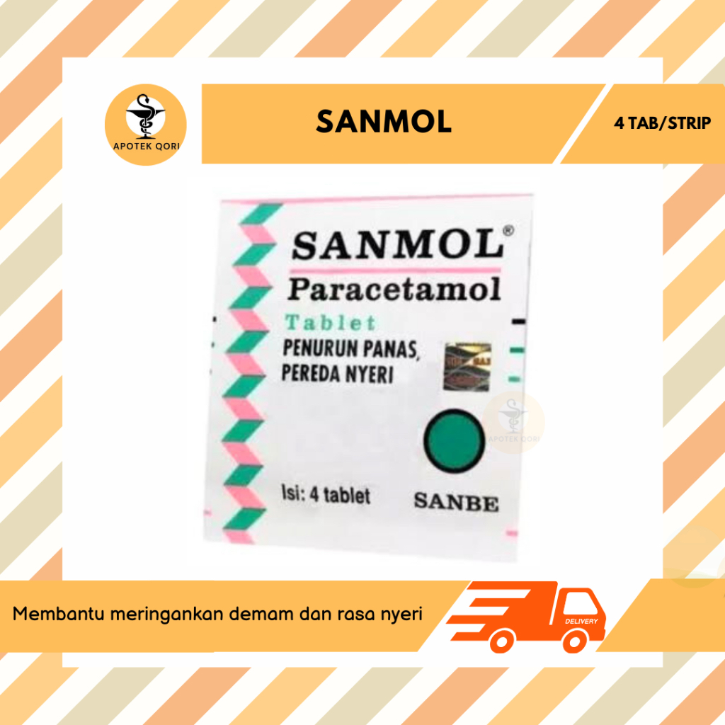 Jual SANMOL PARACETAMOL 500 MG 4 TABLET PER STRIP/MERINGANKAN DEMAM ...