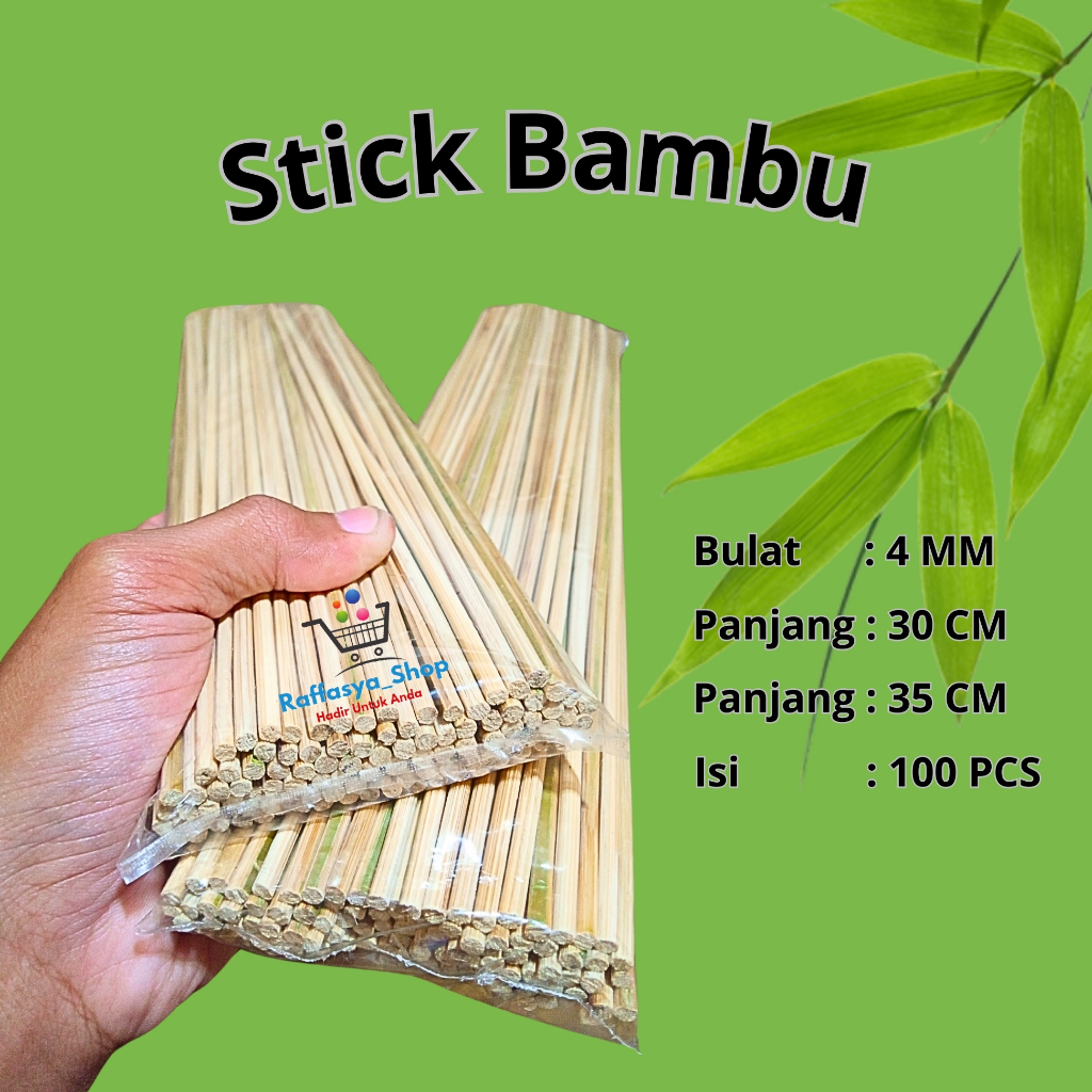Jual Tusuk Stik Bambu Bulat Halus 4 mm, Tusuk Sate Panjang 30 cm, 35 cm ...