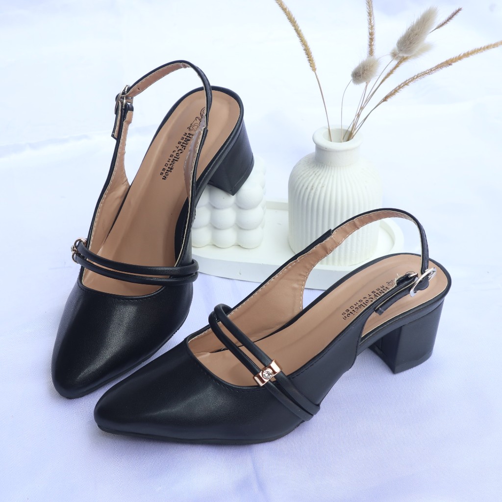 Jual HMF Trilami Sepatu Hak Mules Wanita 5 cm SP04 | Shopee Indonesia