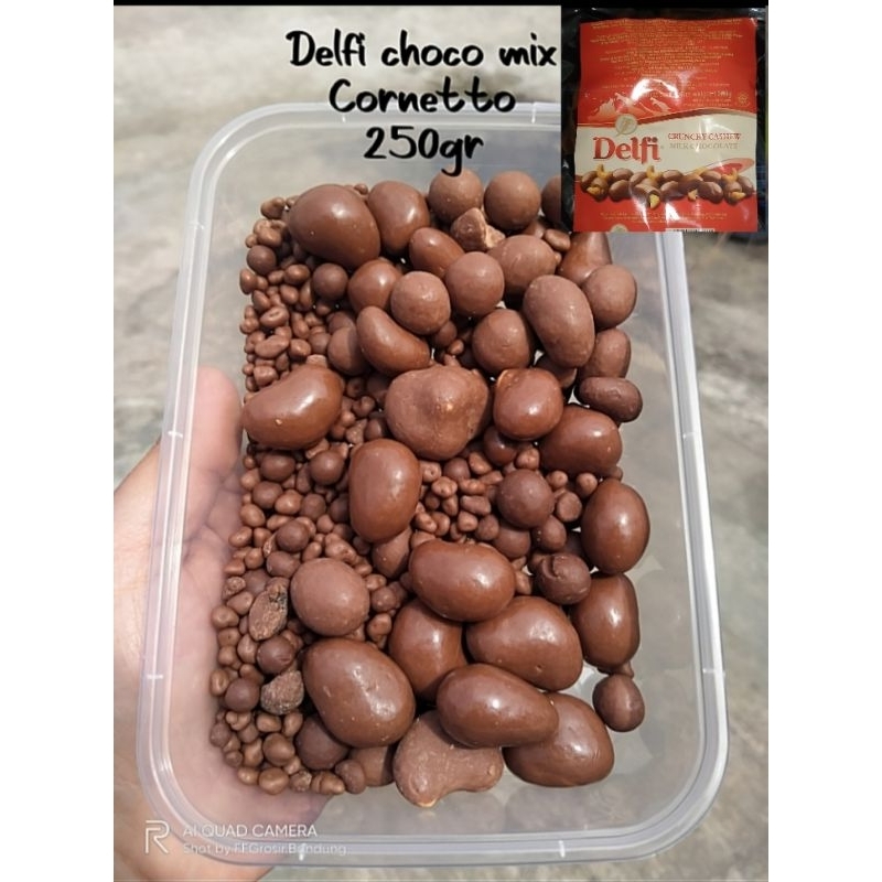 Jual Delfi Almond mix Cashew Choco Dregees Mix Coklat Cornetto 250gr ...
