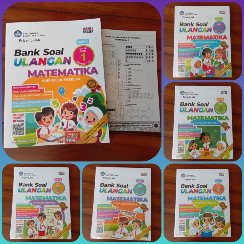 Jual BANK SOAL ULANGAN MATEMATIKA untuk SD / MI KELAS 1 2 3 4 5 6 KURIKULUM MERDEKA SEMESTER 1 ...