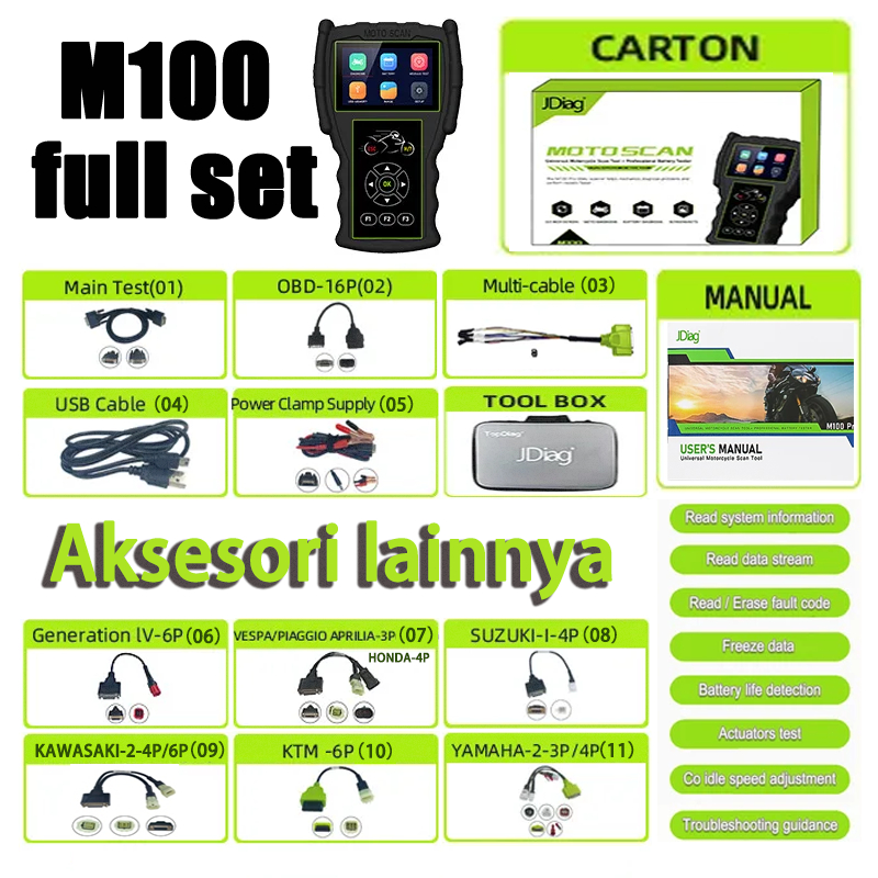 Jual djiag m100 pro motor alat scaner motor injeksi scanner jdiag m100 ...