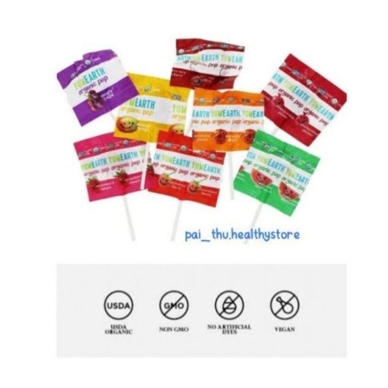 Jual Permen YUMEARTH lollipop VIT C dijual Satuan- Gluten Free- Permen ...
