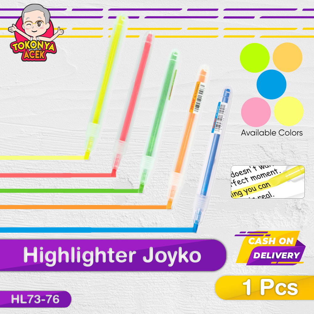 Jual Stabilo Highlighter Warna Joyko HL 73 74 75 76 78 Pastel ( Hijau Pink Biru Orange Kuning ...