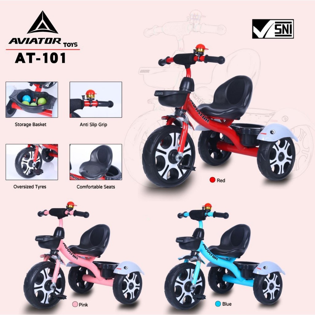 Jual Sepeda Roda Tiga Aviator AT101 Ban Eva Tapak Besar | Shopee Indonesia