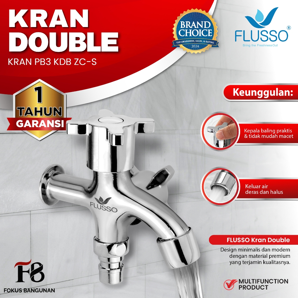 Jual Flusso Kran Air Cabang Shower Kamar Mandi Zink Alloy | Kran Tembok ...
