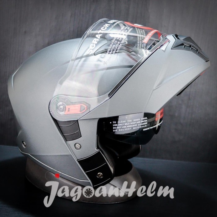 Jual STUDDS HELM TROOPER SOLID | MATT GUN GREY | MODULLAR DOUBLE VISOR ...