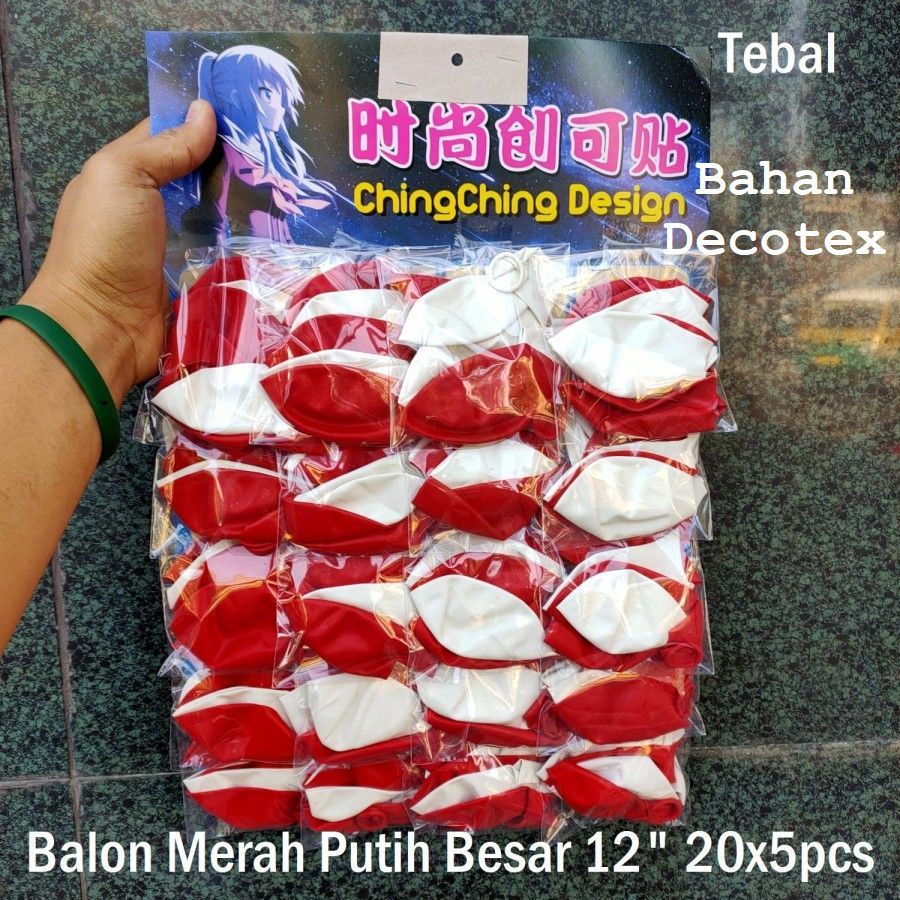 Jual Balon Merah - Putih isi 100 pcs / Balon Latex /HUT Kemerdekaan RI ...