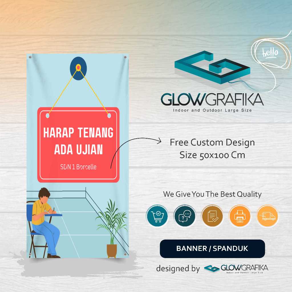 Jual Cetak Spanduk Banner Merah dan Biru Poster Ilustrasi Harap Tenang ...