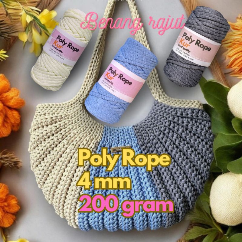 Jual BENANG RAJUT POLY ROPE / TALI KUR 4 MM 200 gram | Shopee Indonesia