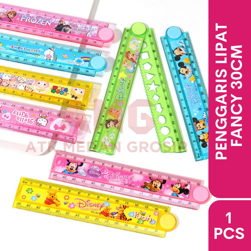 Jual PENGGARIS FANCY LIPAT 30CM PLASTIK PER PCS | Shopee Indonesia