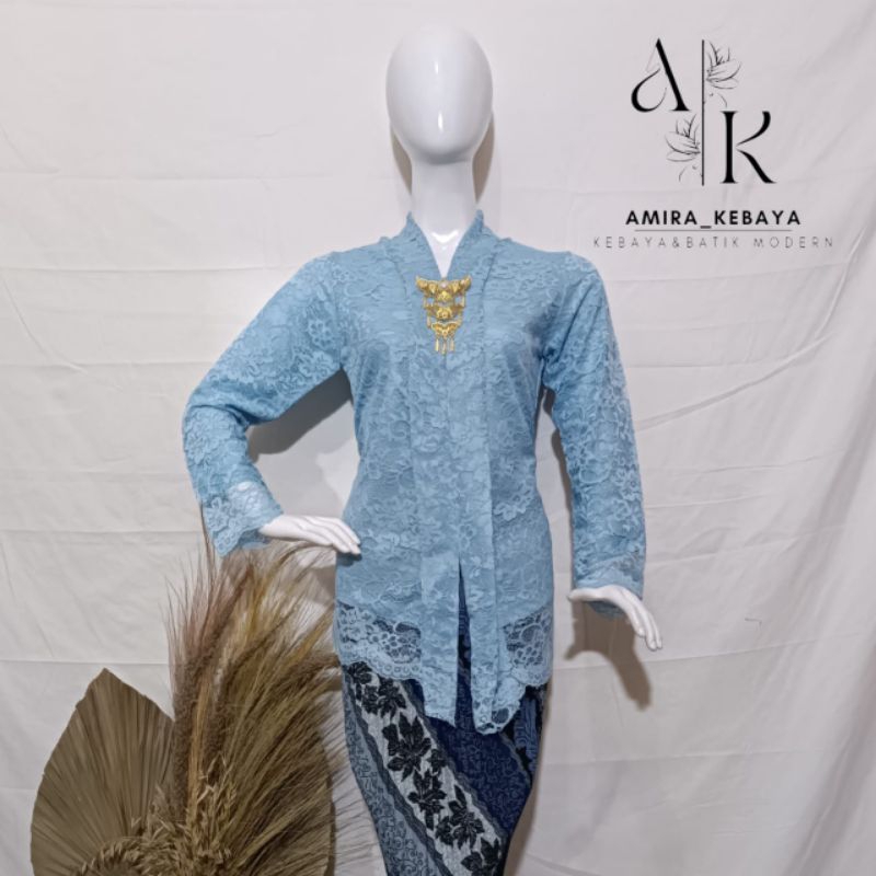 Jual ATASAN KEBAYA BROKAT FLOY LENGAN PANJANG / BAJU KARTINI WISUDA ...