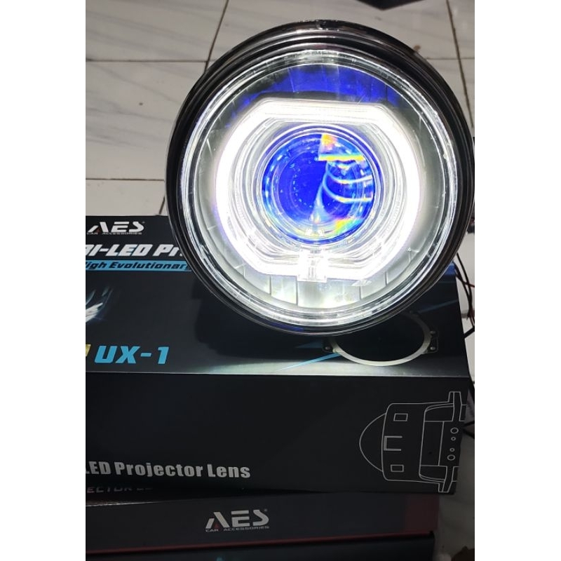 Jual lampu ninja biled AES ux 1 3inc sroun AES BMW devil RGB bluetuth aplikasi batok + rilay ...