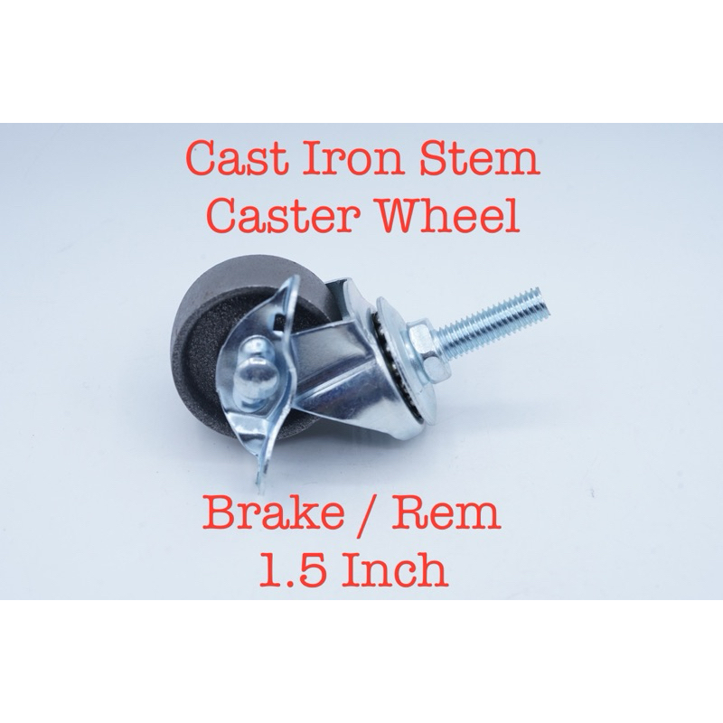 Jual Roda Kastor Besi Drat Baut M8x25 Stem Iron Cast Caster Wheel 1.5 ...