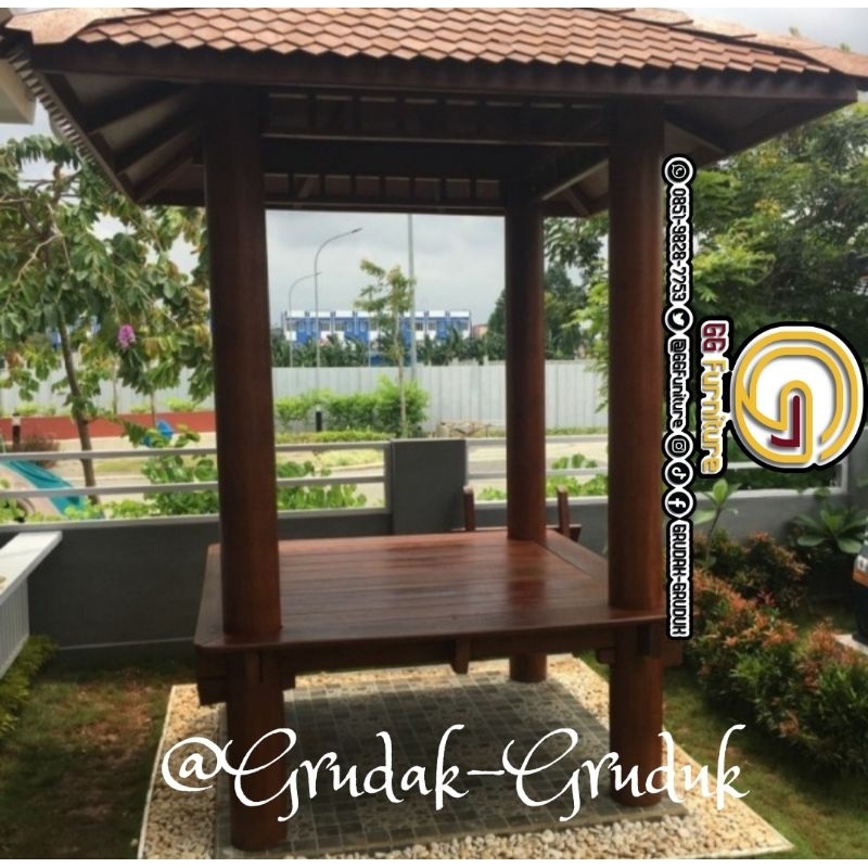 Jual Gazebo Tanpa Sisi/Sandaran| Gazebo Kayu Jati Gazebo Tiang Polos ...