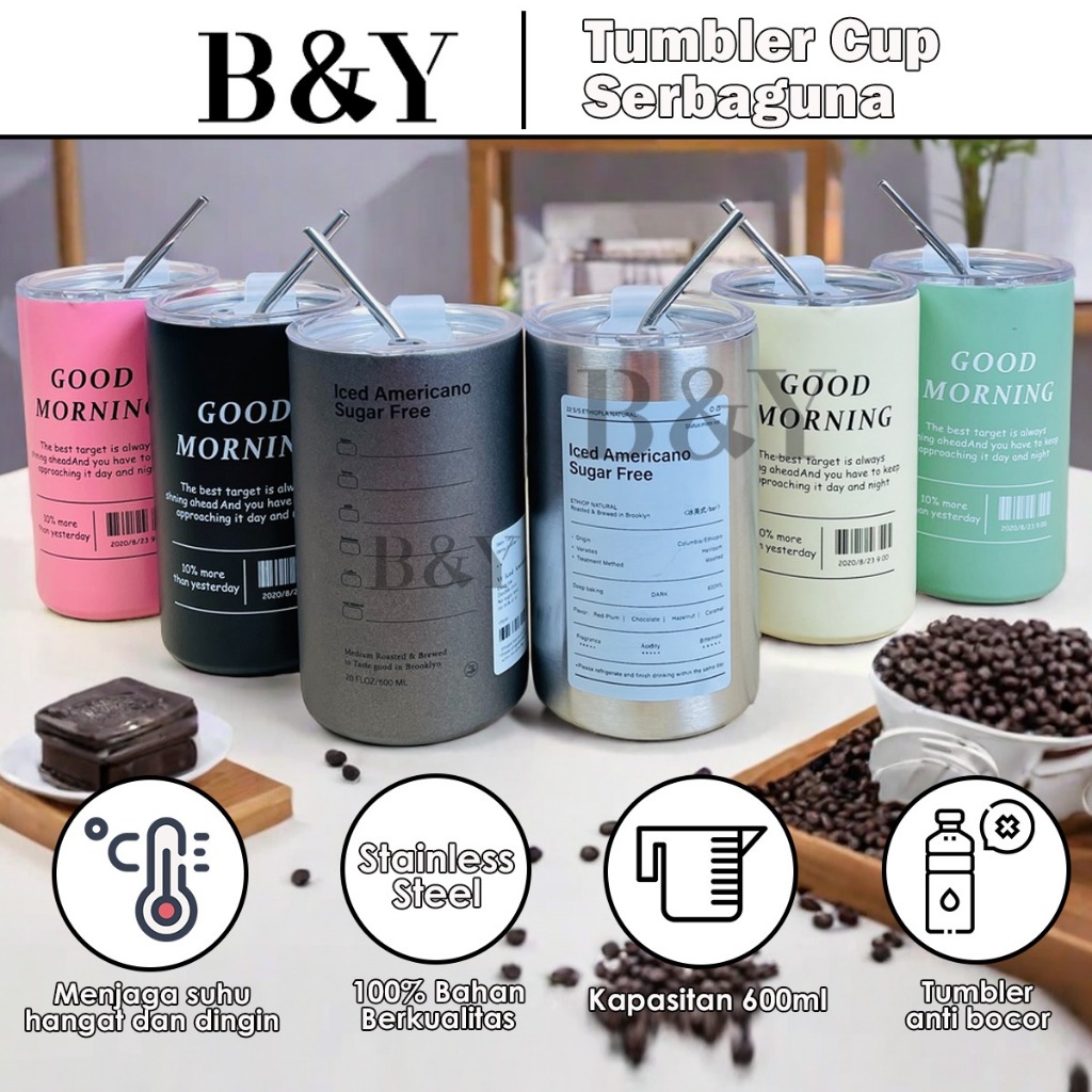 Jual 600ml Botol Minum Stainless Steel / Tumbler Coffee Cup /Gelas ...