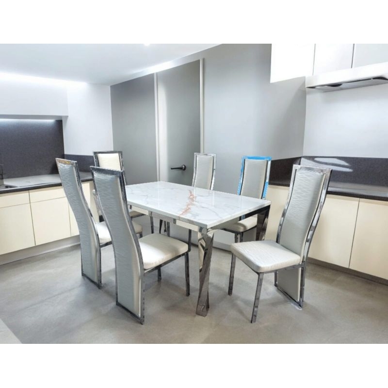 Jual Meja Makan Import MMK CT 05 White silver (chat sebelum co ...