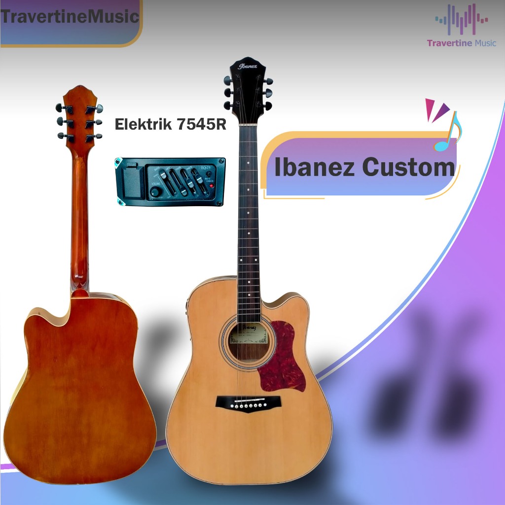 Jual Gitar Akustik Custom Elektrik Ibanez jumbo Natural WIth Equalizer | Shopee Indonesia