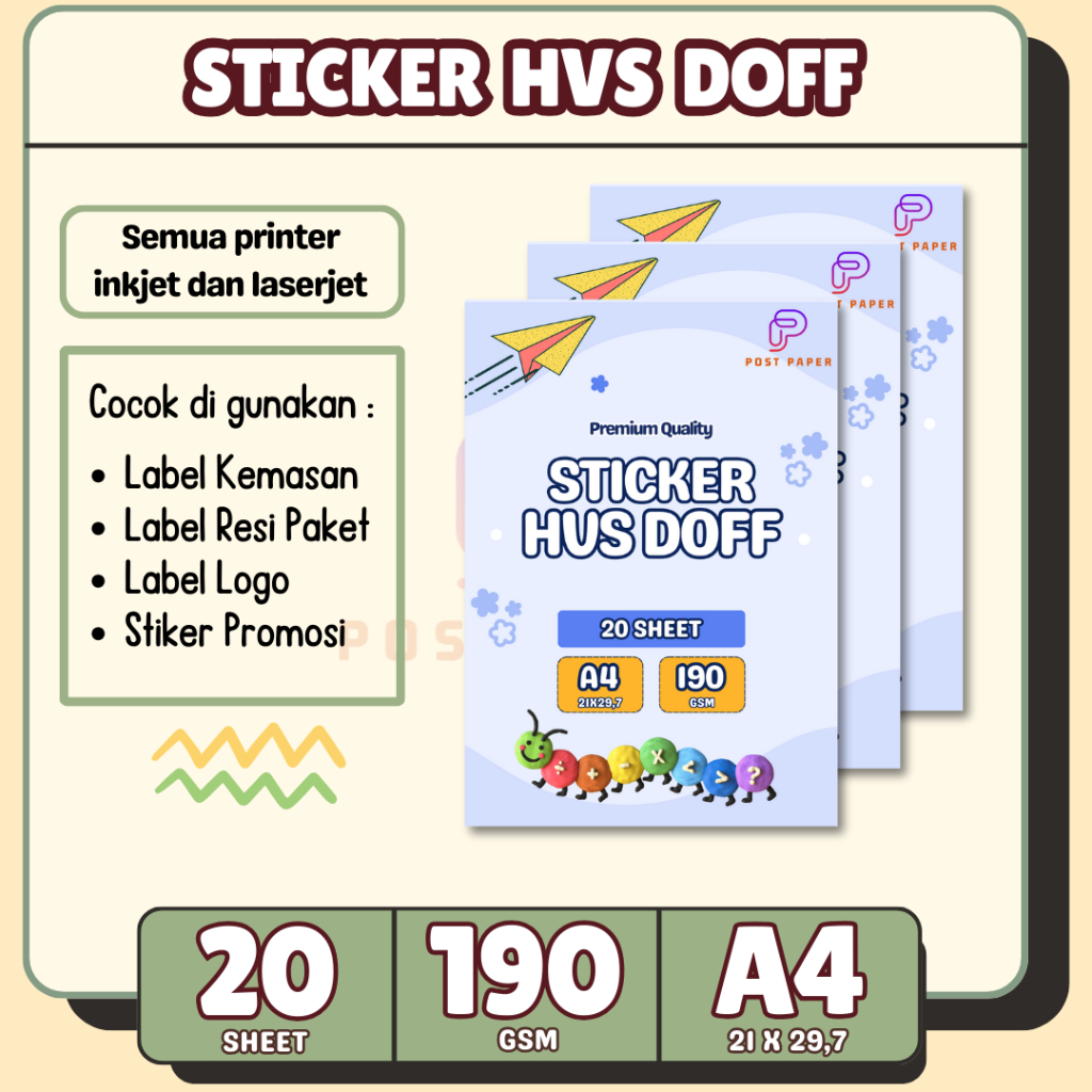 Jual Kertas stiker hvs A4 doff / matte / tidak kilap isi 20 lembar ...
