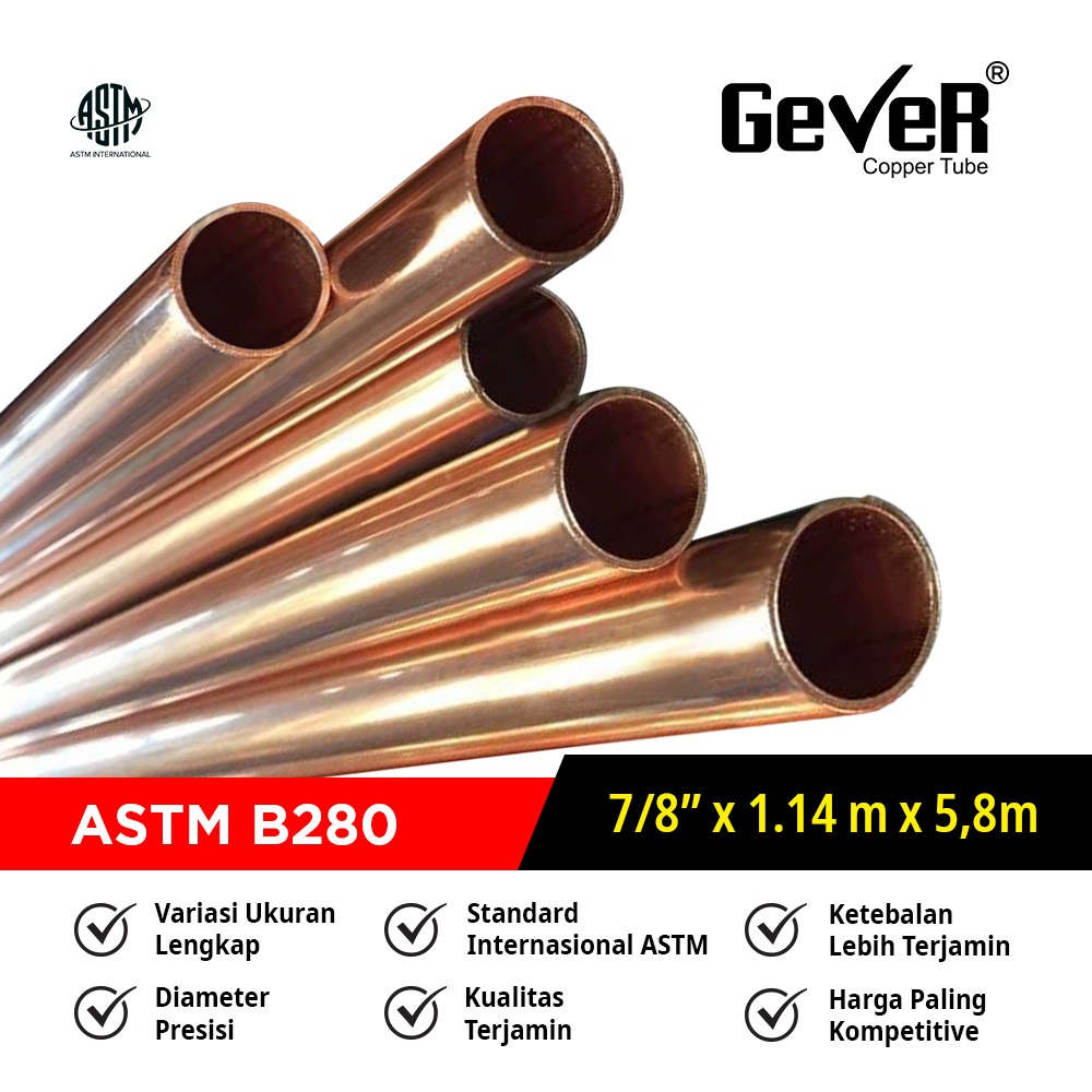 Jual Pipa Tembaga Batang 7/8 inch x 1.14 mm ASTM B280 | Coppertube | Shopee Indonesia