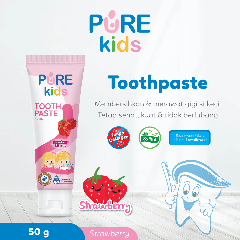 Jual PUREKIDS Toothpaste 50gr Xylitol baby friendly and safe if ...