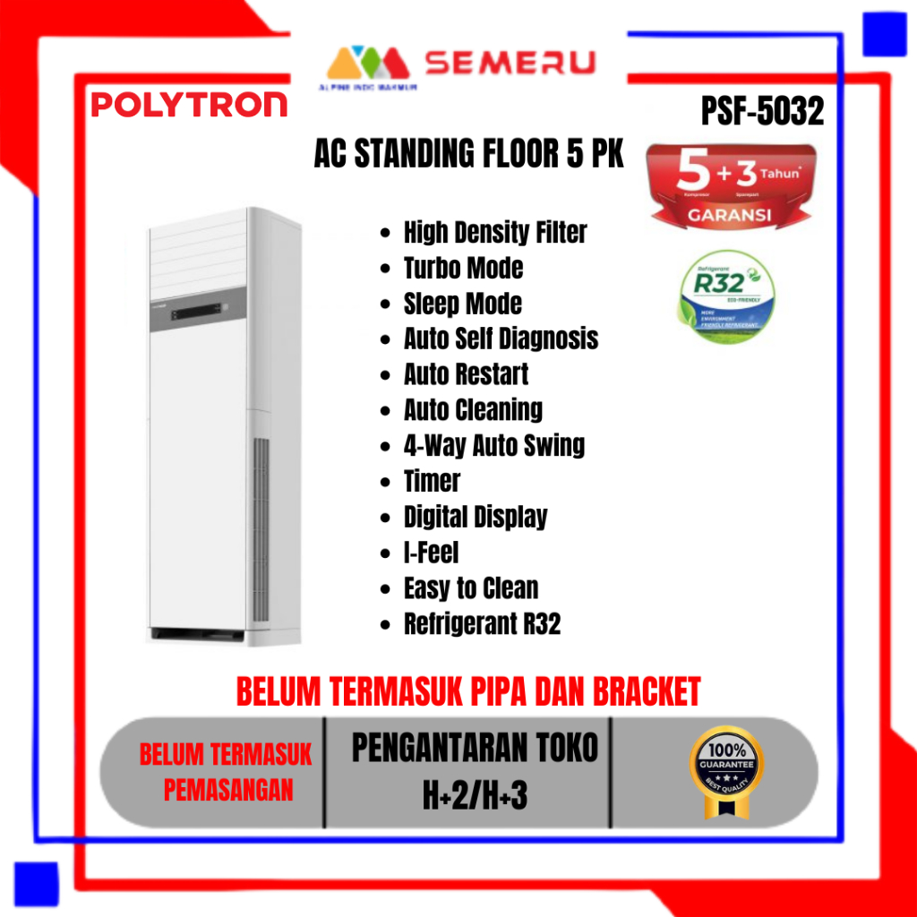 Jual POLYTRON AC STANDING FLOOR 5 PK PSF-5032 UNIT ONLY INDOOR+OUTDOOR KHUSUS MAKASSAR FREE ...