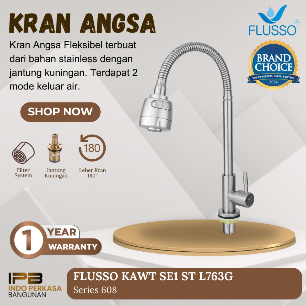 Jual FLUSSO Kran Angsa Wastafel Cuci Piring Kran Wastafel Instalasi ...