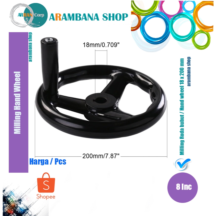 Jual Milling 3 Spokes lathe tool roda bubut / Hand wheel 18mm x 200mm ...