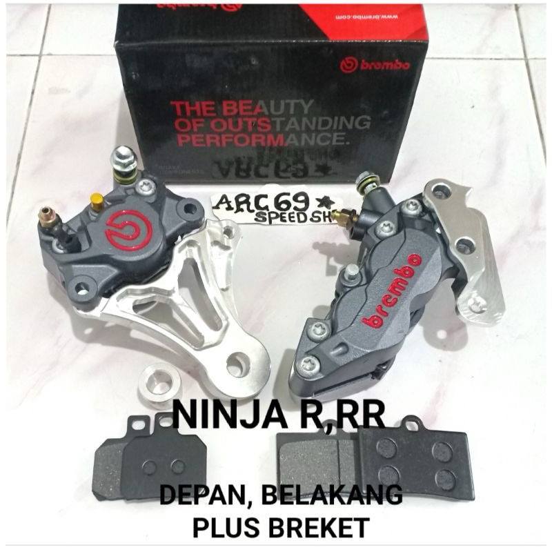 Jual Paket Kaliper Set Big Pot 4 Piston + 2 Piston Big Logo Merah Dan Breket Ninja R,RR,SS Disc ...