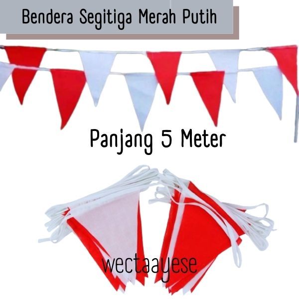 Jual Bendera Segitiga Merah Putih 5 Meter Hiasan Semarak Kemerdekaan Indonesia Bunting Flag Hut ...