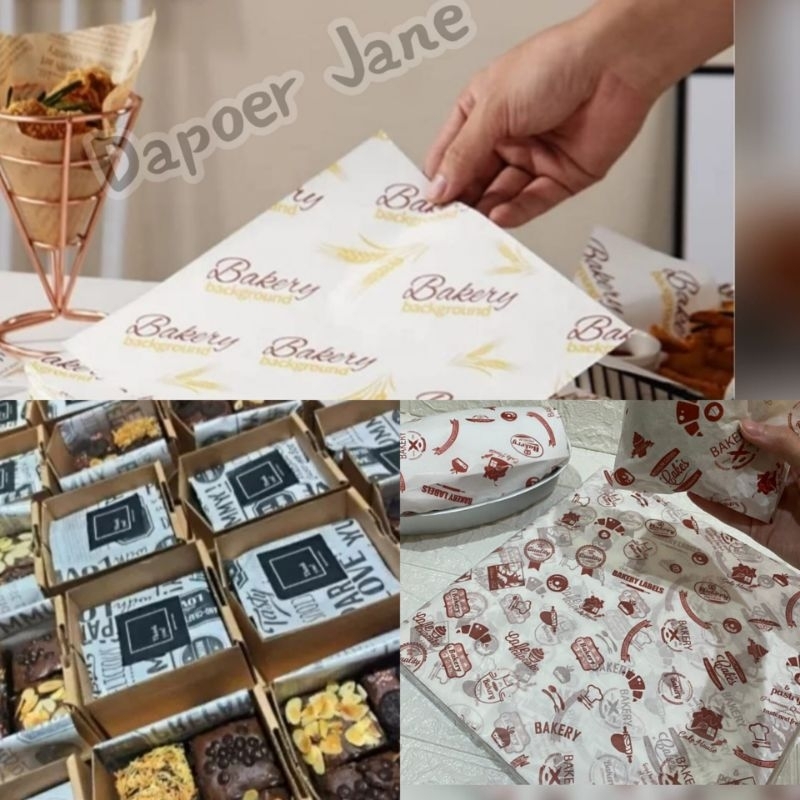 Jual Wax Paper / Baking Paper Motif BAKERY GANDUM uk 18x18, 22 x 22 cm ...