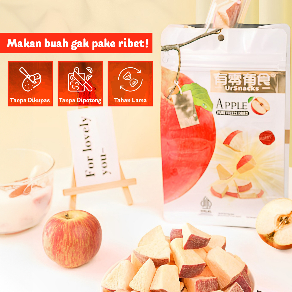 Jual [ HALAL ] URSNACKS Freeze Dried Pure Apple - Snack Keripik Buah ...
