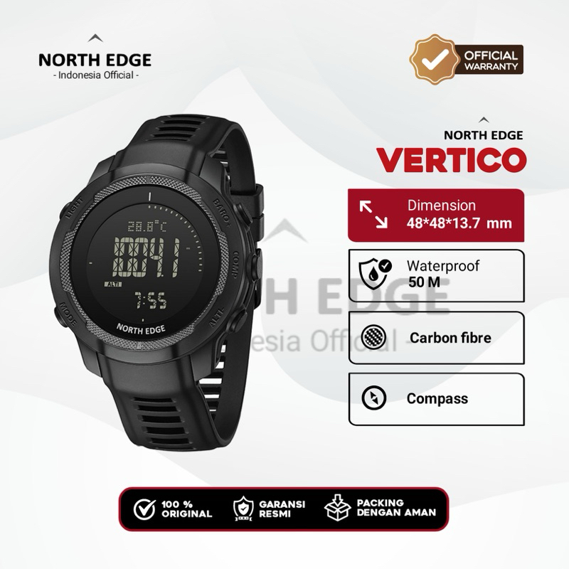 Jual NORTH EDGE Watches for Men VERTICO 48MM Glass Fiber Case Compass ...