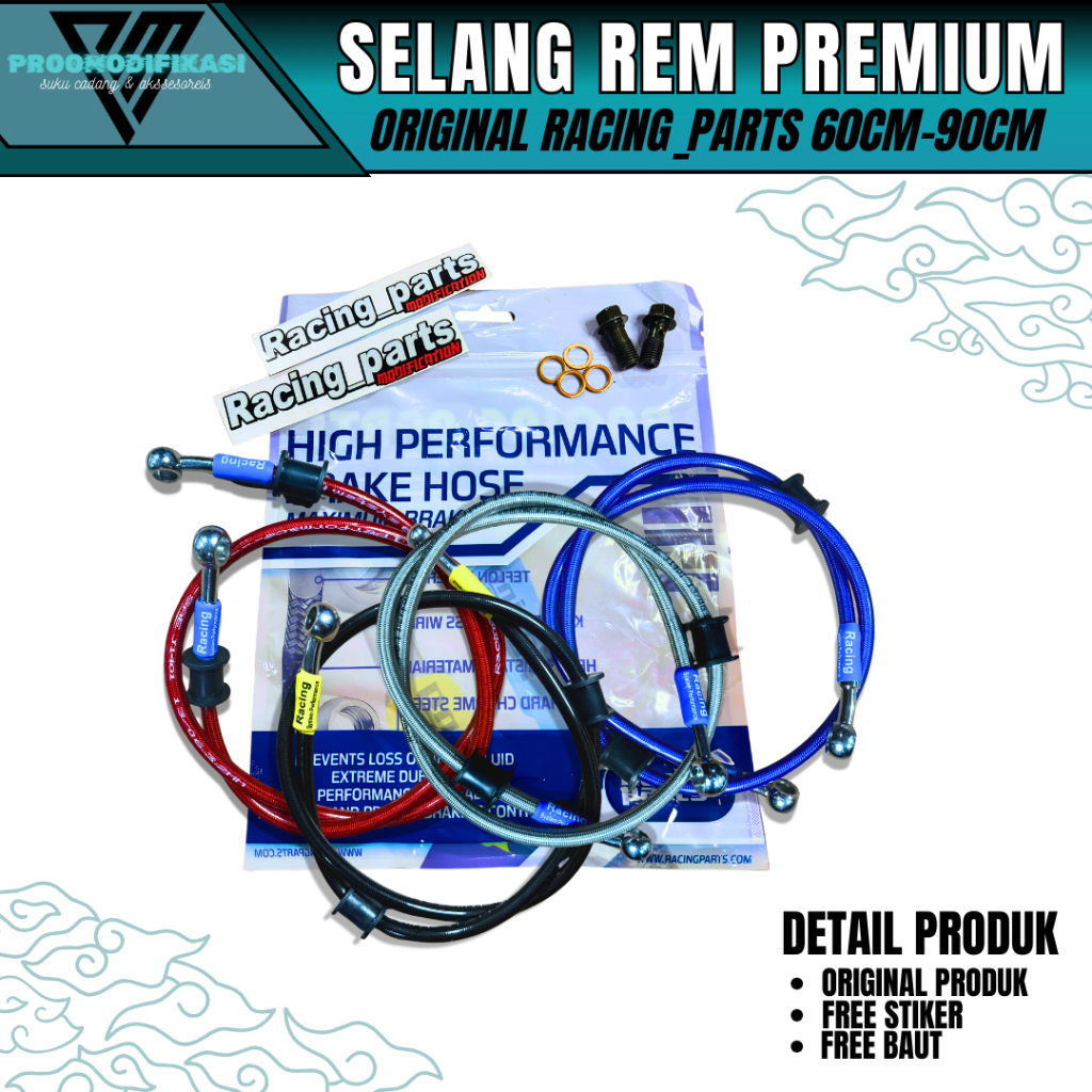 Jual Selang kabel rem depan karbon Racing parts 60 cm , 90 cm dan 95cm ...