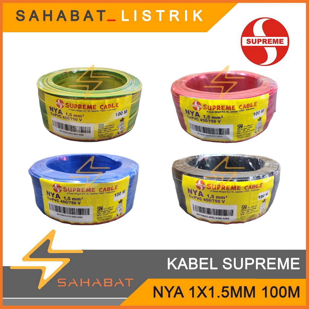Jual KABEL NYA SUPREME 1X1.5/ NYA 1.5MM 100M | Shopee Indonesia