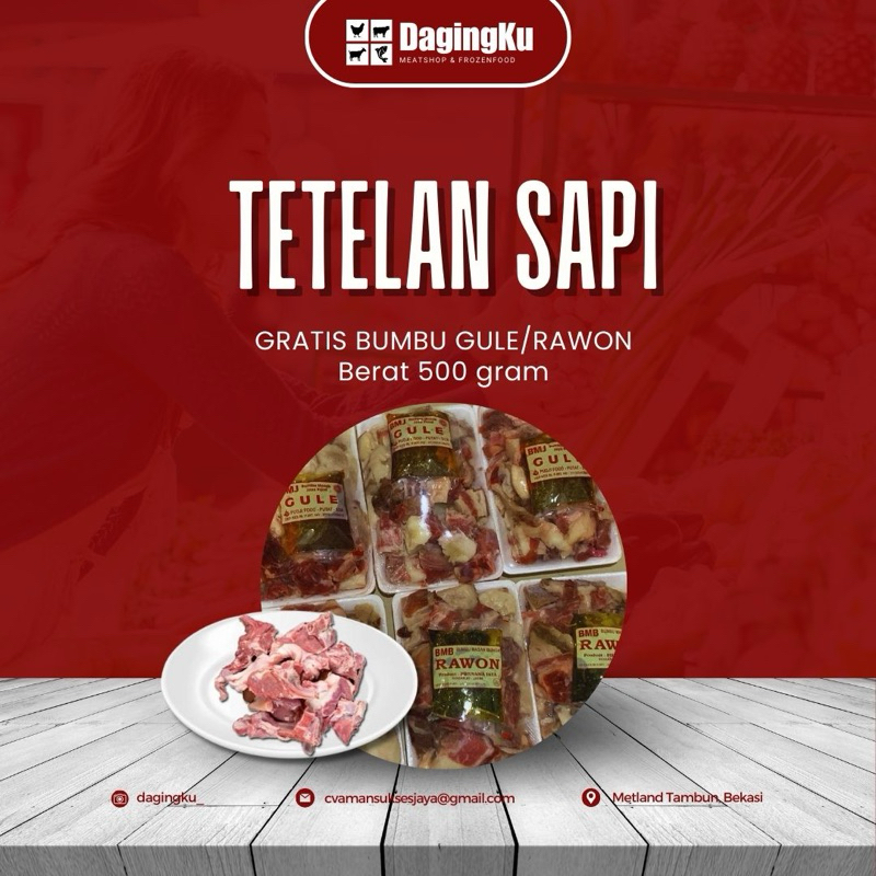 Jual Tetelan Sapi Bagian Kepala/Daging Tetelan Free Bumbu Gule/Rawon ...