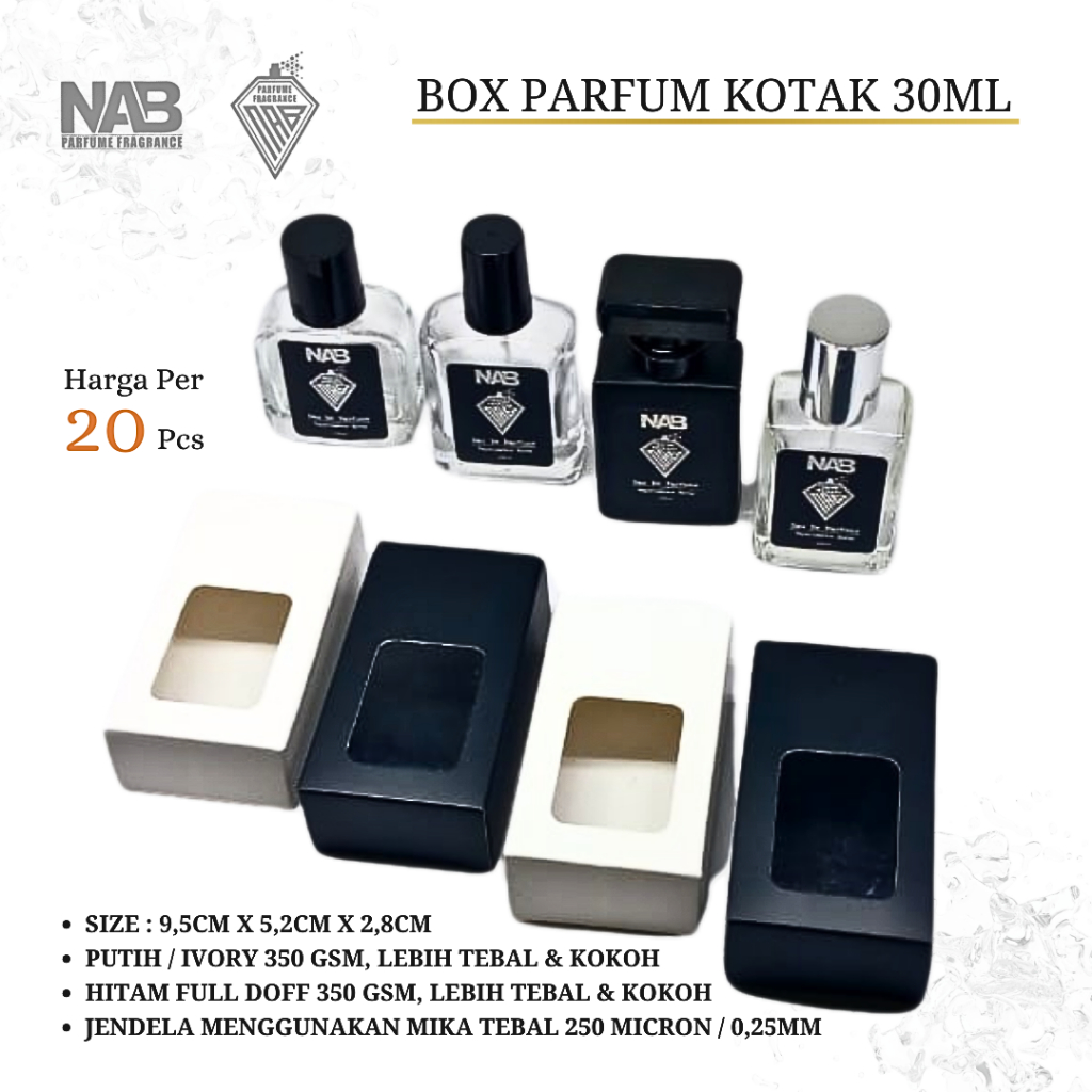 Jual 20 PCS - BOX PARFUM KOTAK 30ML (9,5cm x 5,2cm x 2,8cm) CANEL, ADG ...