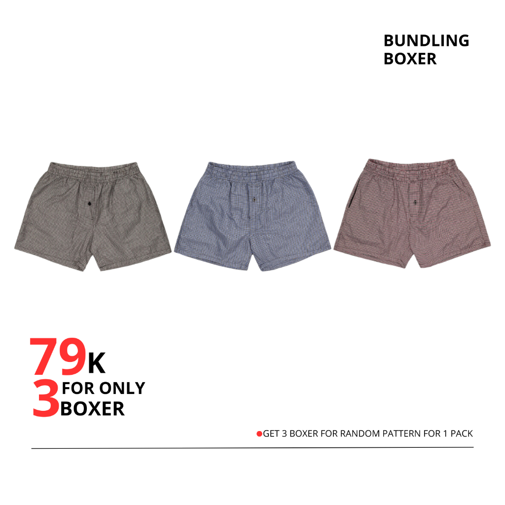 Jual Boxer Celana Pendek Pria Wanita Motif Combination Saku Kancing ...
