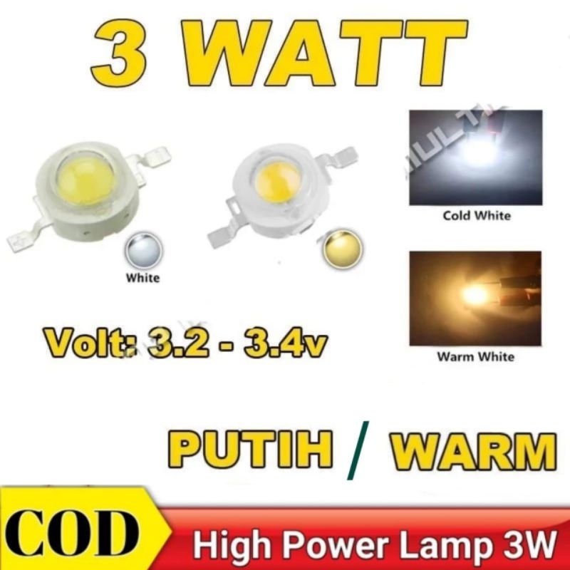 Jual HPL Led 3W High Power 3 Watt 5500K White - Warm White | Shopee ...