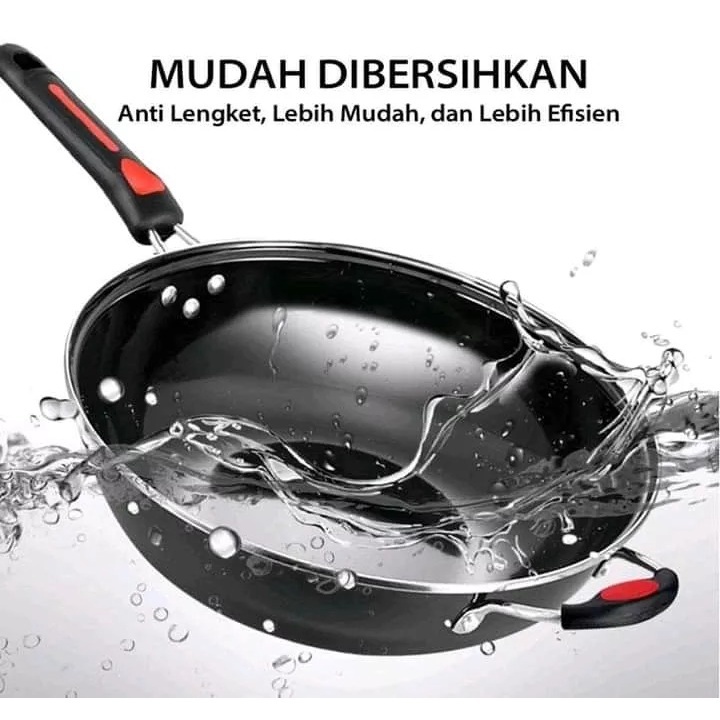 Jual Wajan Enamel Teflon Penggorengan Hitam Anti Lengket Ganggang Kuping 32cm Kuali Fry Pan ...