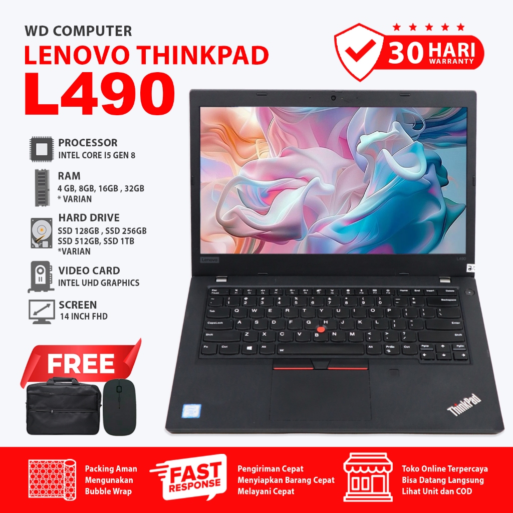 Jual Laptop Lenovo L490 Intel I5 Gen 8 RAM 16GB SSD 1TB Layar 14 inch ...