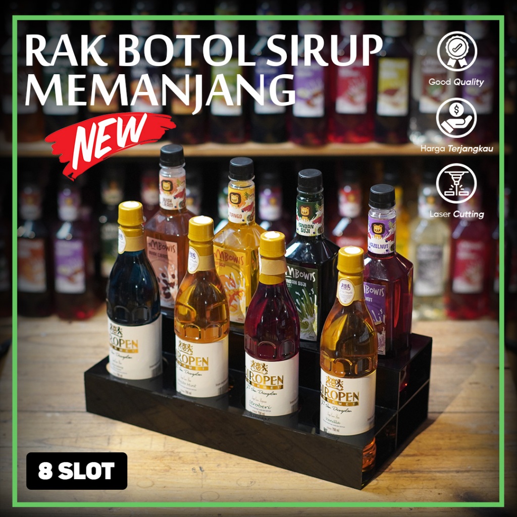 Jual Rak Akrilik Display Botol Sirup Memanjang Isi 8 | Shopee Indonesia