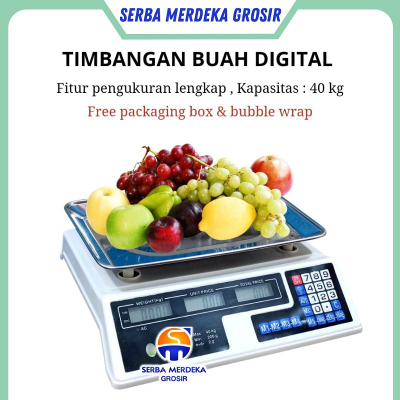 Jual Timbangan Digital 40kg 40 kg Buah Sembako Double Display digital computing scale - Nampan ...