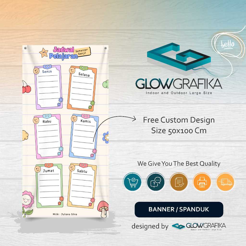 Jual Cetak Spanduk Banner MMT Warna Warni Imut Gambaran Tangan Jadwal ...