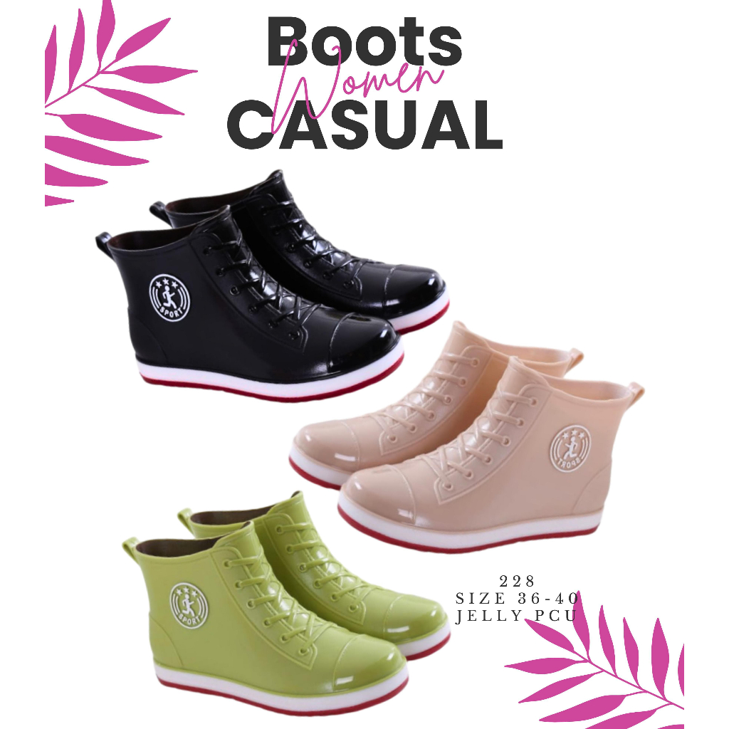 Jual Sepatu Boots Wanita Fashion Anti Air Sepatu Boots Cewek | Shopee ...