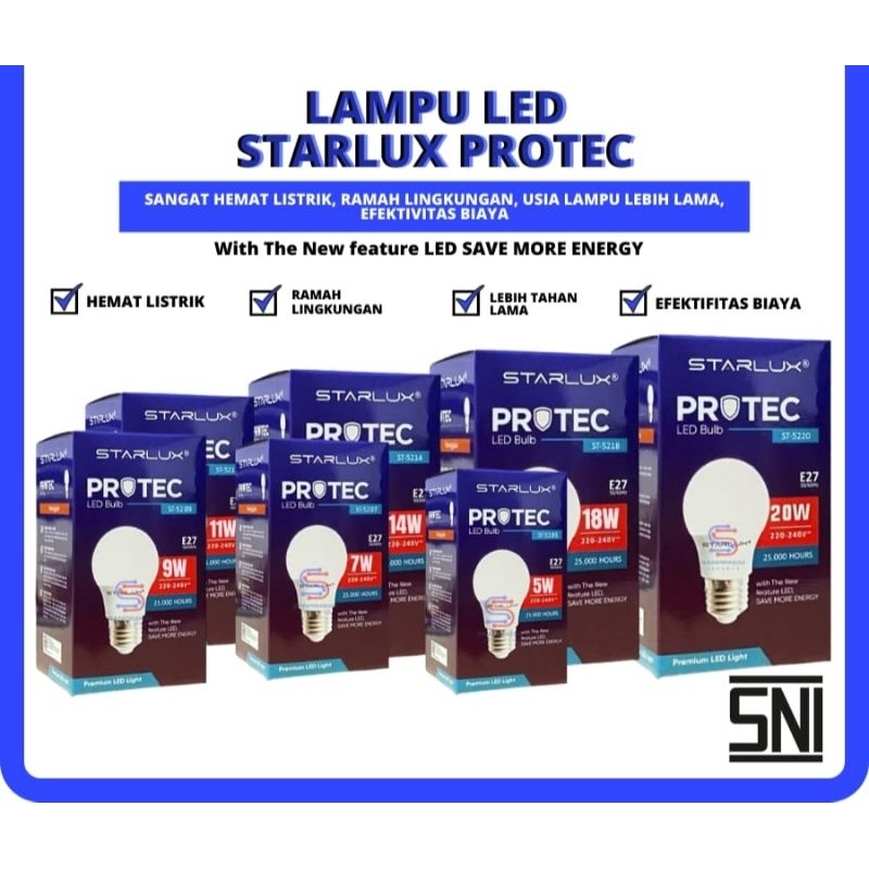 Jual Starlux protec lampu led bulb daylight bohlam lampu cahaya putih ...