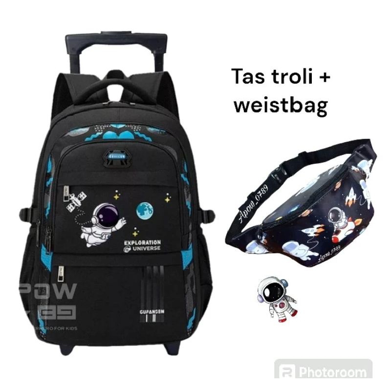 Jual COD Tas Punggung Ransel Trolly Astronot New Untuk Sekolah SD Anak Laki laki | Shopee Indonesia